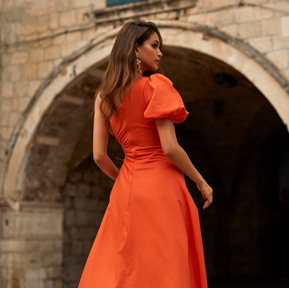 Dresses | Morena Dress Summer Dress Vivid Orange Hue Elevated By ...